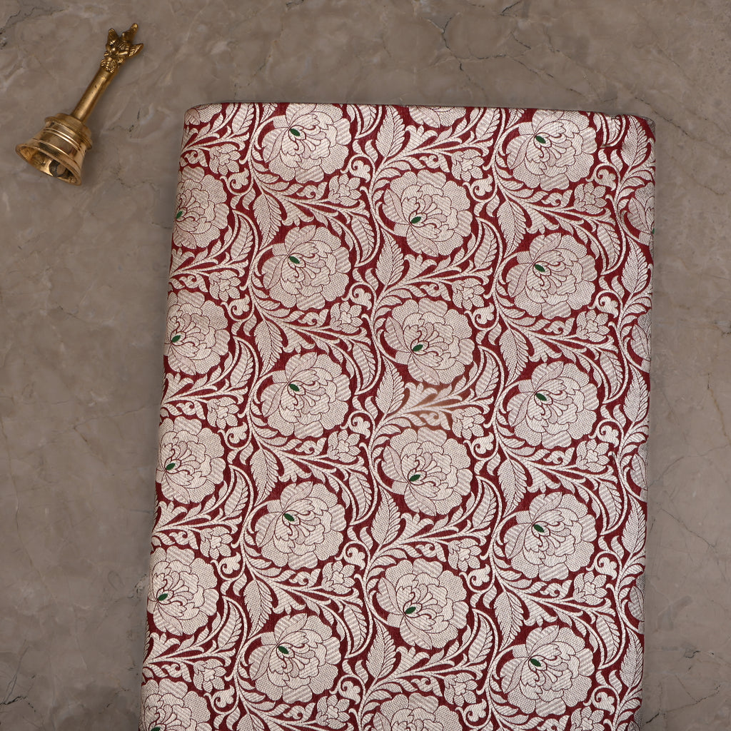 Maroon Jamawar Silk Fabric| FabricbySinghanai's