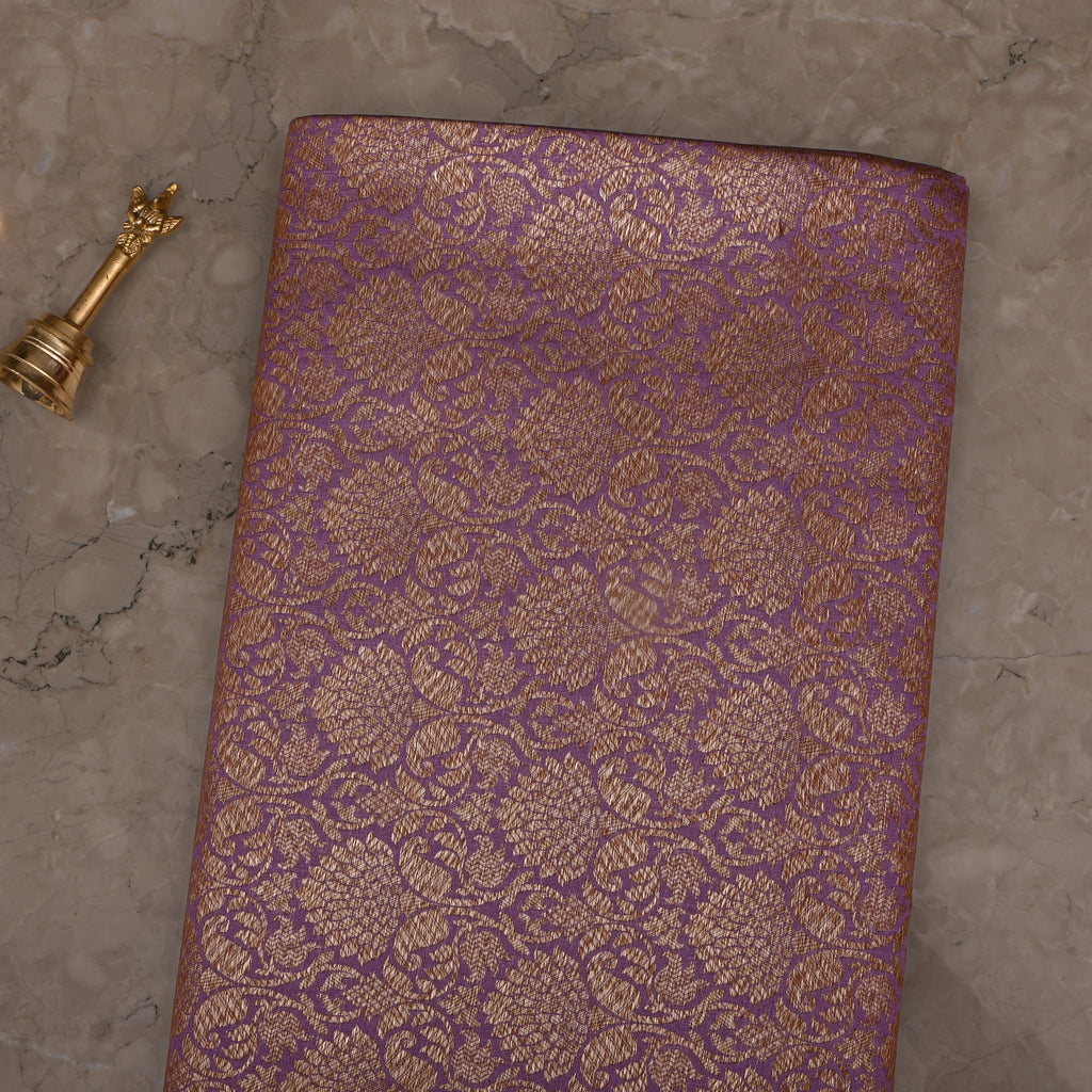 Purple Jamawar Silk Fabric With Floral Weave| FabricbySinghanai's