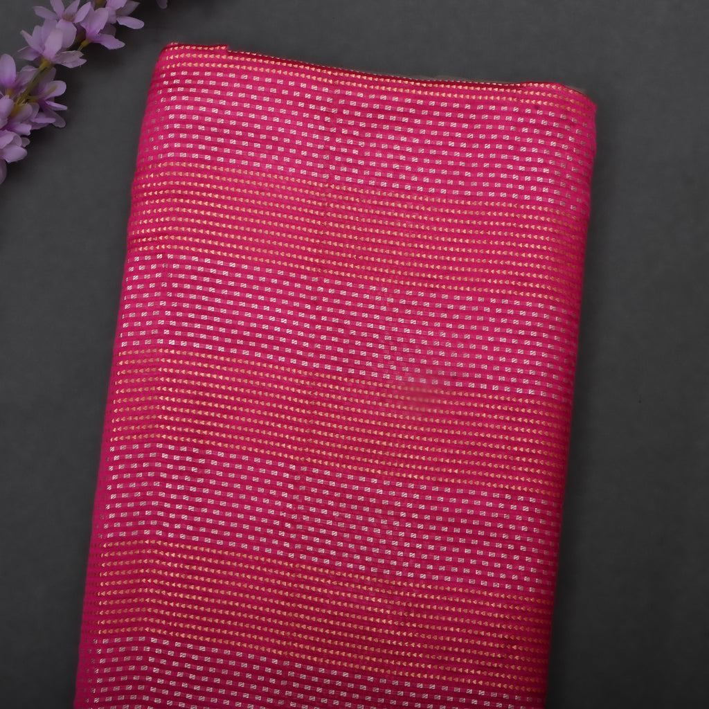 Deep Carmine Pinkish Red Jamawar Silk Woven Pattern| FabricbySinghanai's