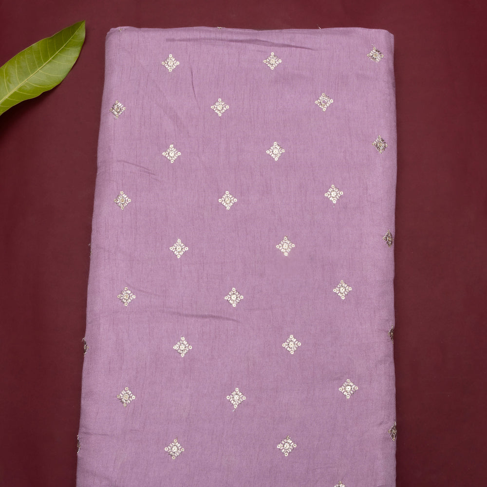 Mauve Purple Embroidered Silk Fabric| FabricbySinghanai's