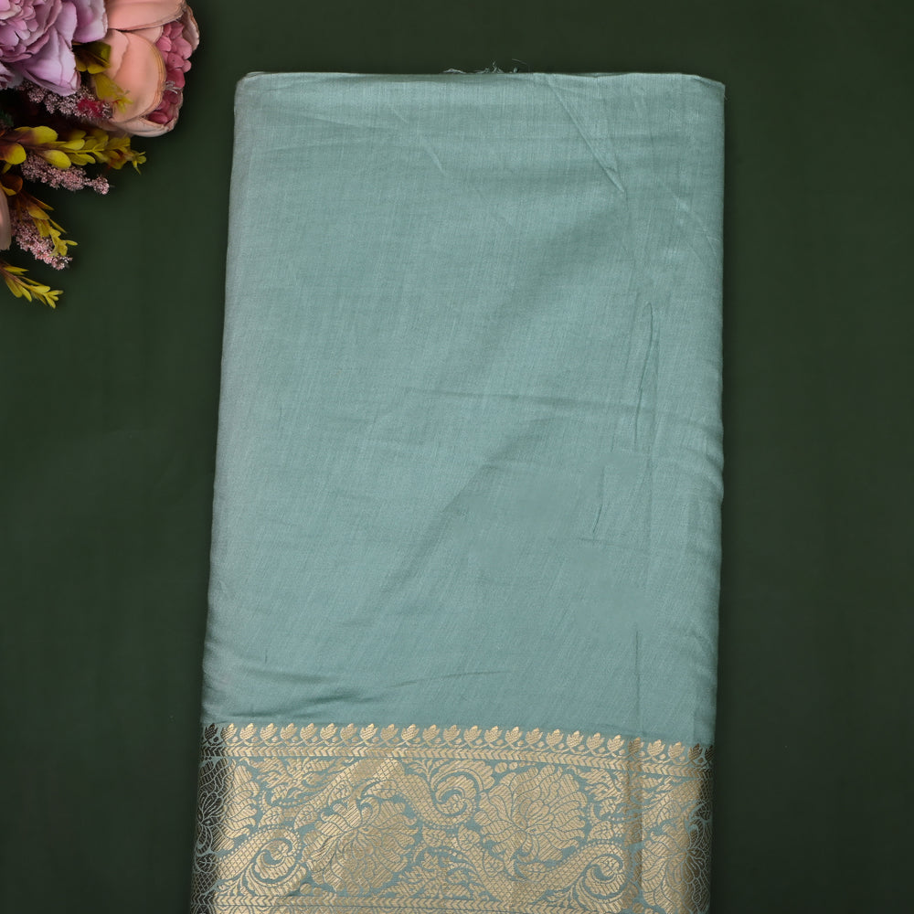 Aqua Blue Solid Jamawar Silk Fabric| FabricbySinghanai's