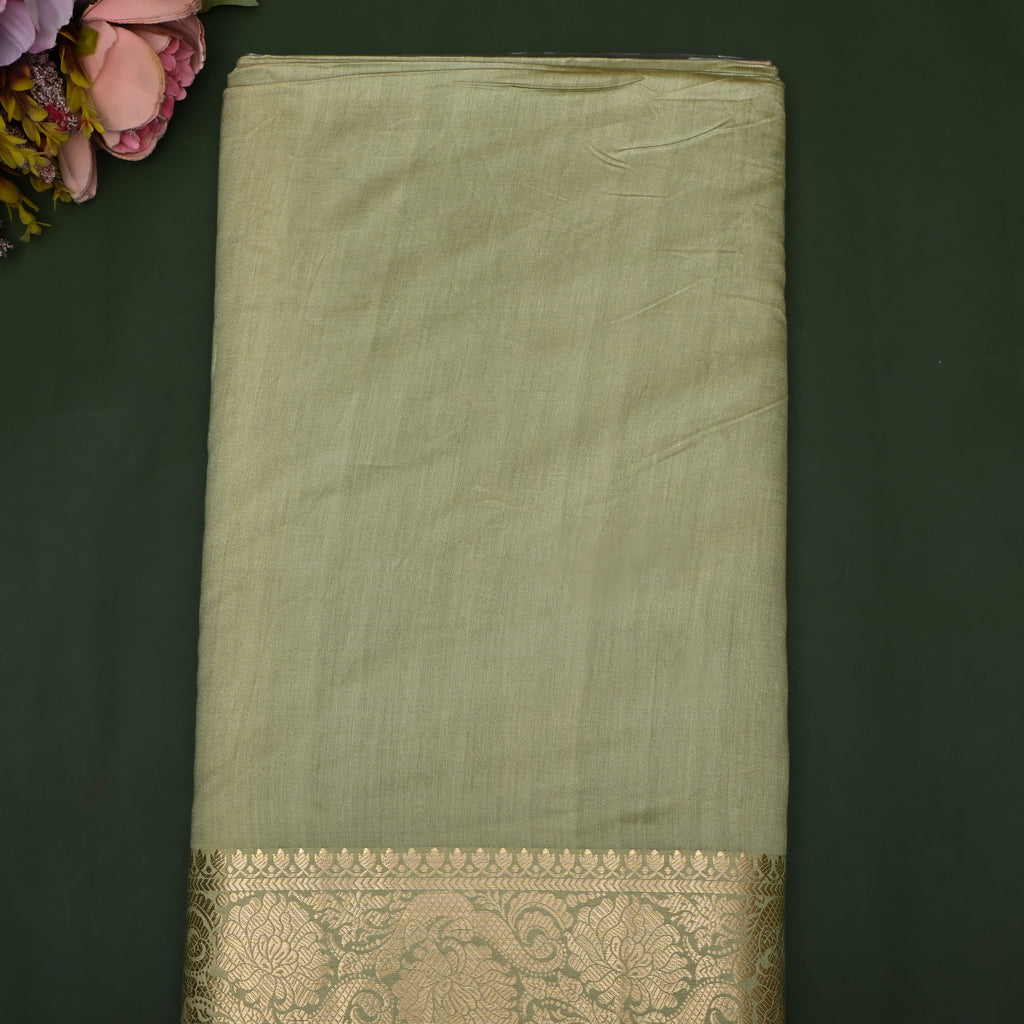 Muted Green Solid Jamawar Silk Fabric| FabricbySinghanai's