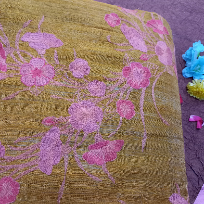 Golden Tissue Thread Floral Jaal Embroidered Fabric – fabricbysinghanias