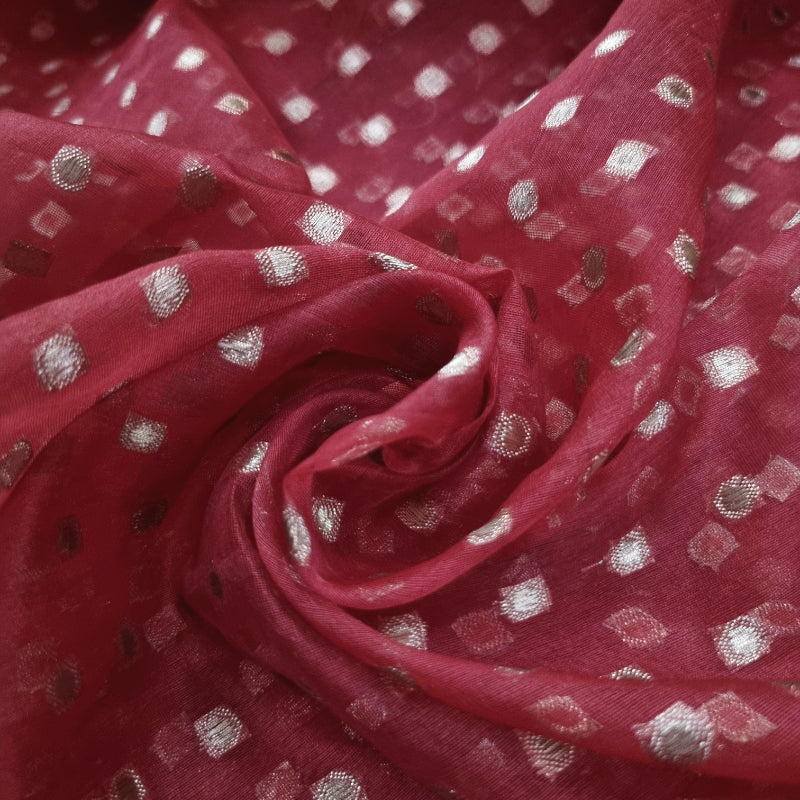 Dark Maroon Color Woven Organza Fabric – fabricbysinghanias